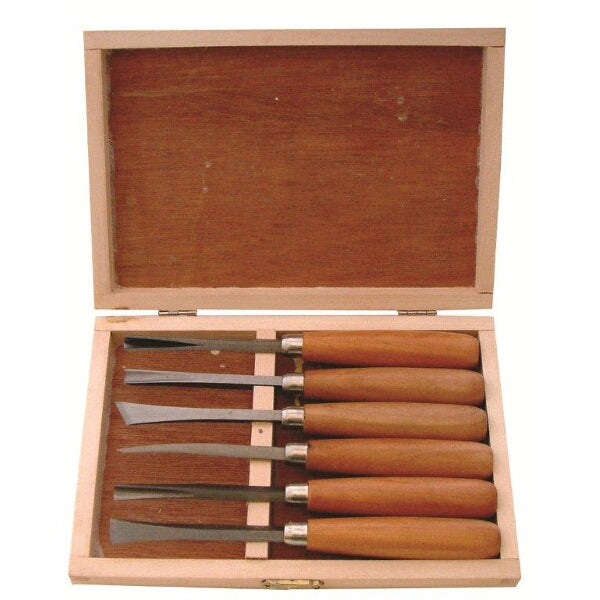 CHISEL SET WOOD CARVING 6 PIECE WOODEN BOX CH20003 – chavda.com
